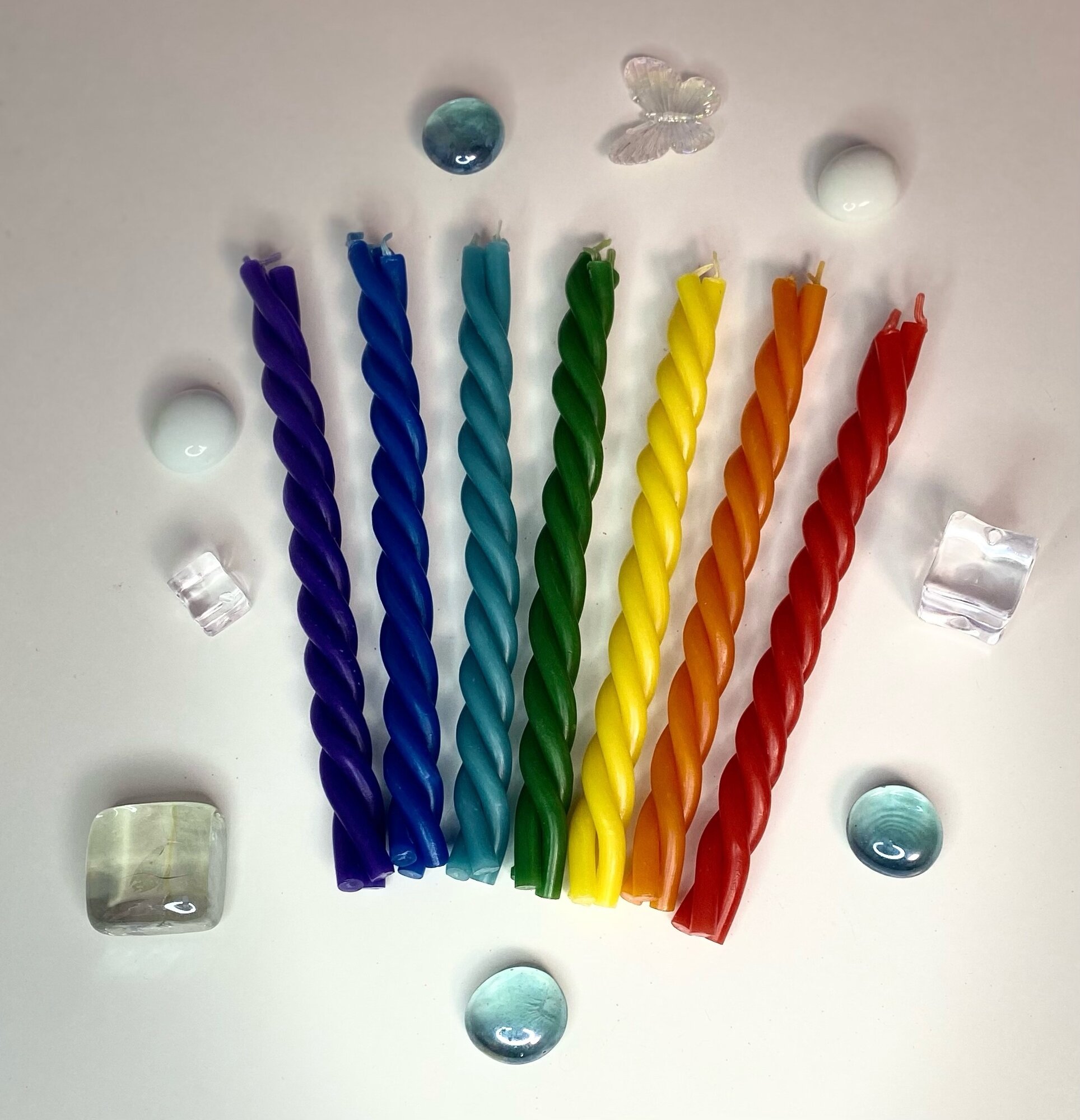 Магические свечи скрутки из цветных свечей. "Чакровый набор". Для проработки чакр, практик и медитации