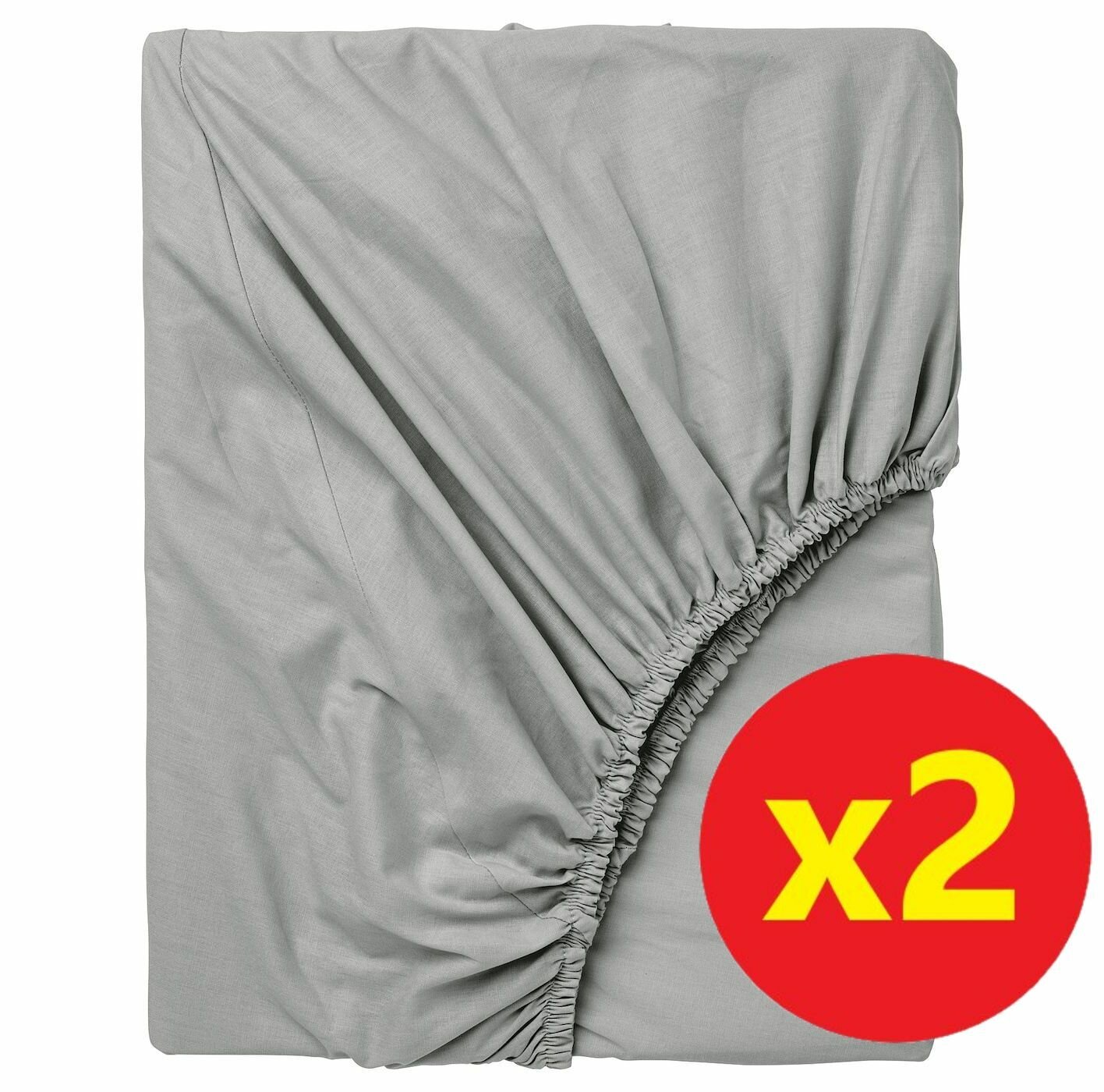 DVALA Простынь на резинке 140x200 см икеа, 2 шт натяжные/светло/серые (s80482448)