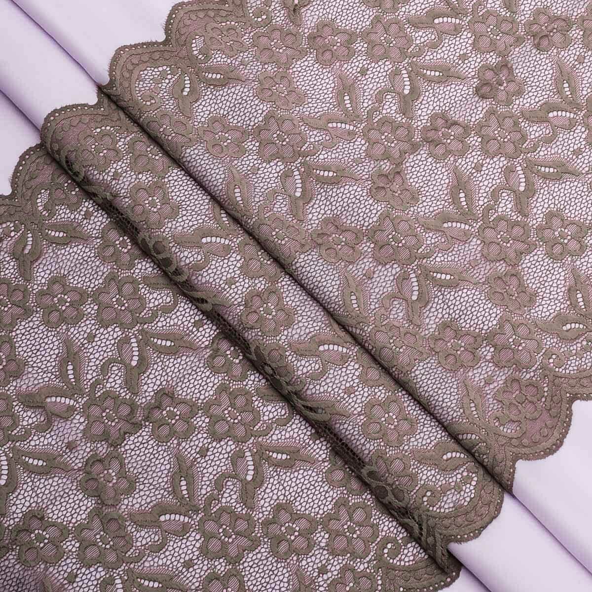 Кружево эластичное для шитья нижнего белья Айрис, 40см*3,4м, цвет шиншилла