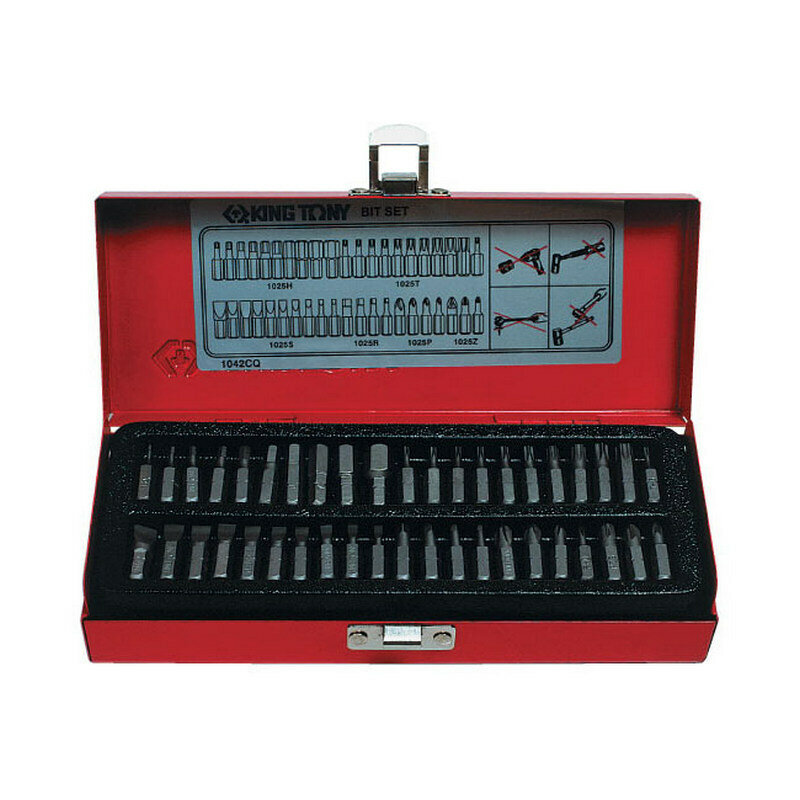 KING TONY Набор вставок (бит) 1/4", PH, PZ, Hex, Torx, Slotted, 42 предмета 1042CQ