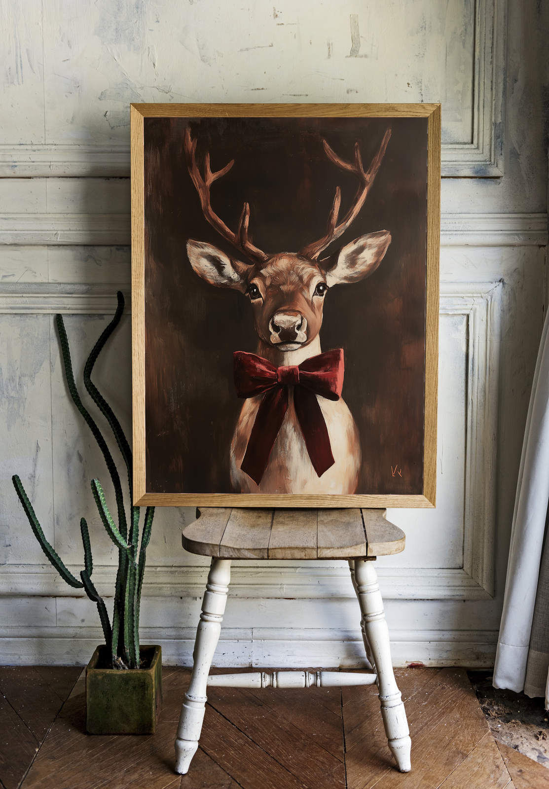 Постер "Элегантный олень с бабочкой" 40x50 см в подарочном тубусе