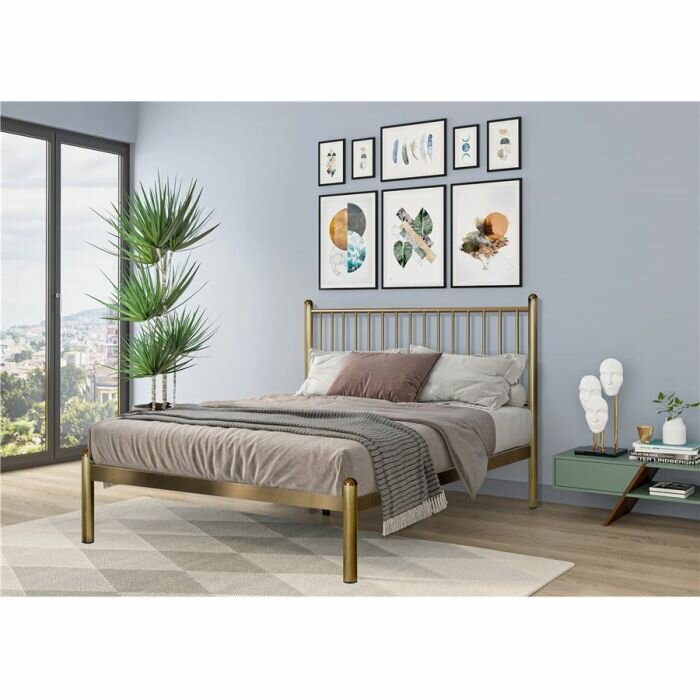 Кровать арзу (140х200/металлическое основание) Бронзовый металлик