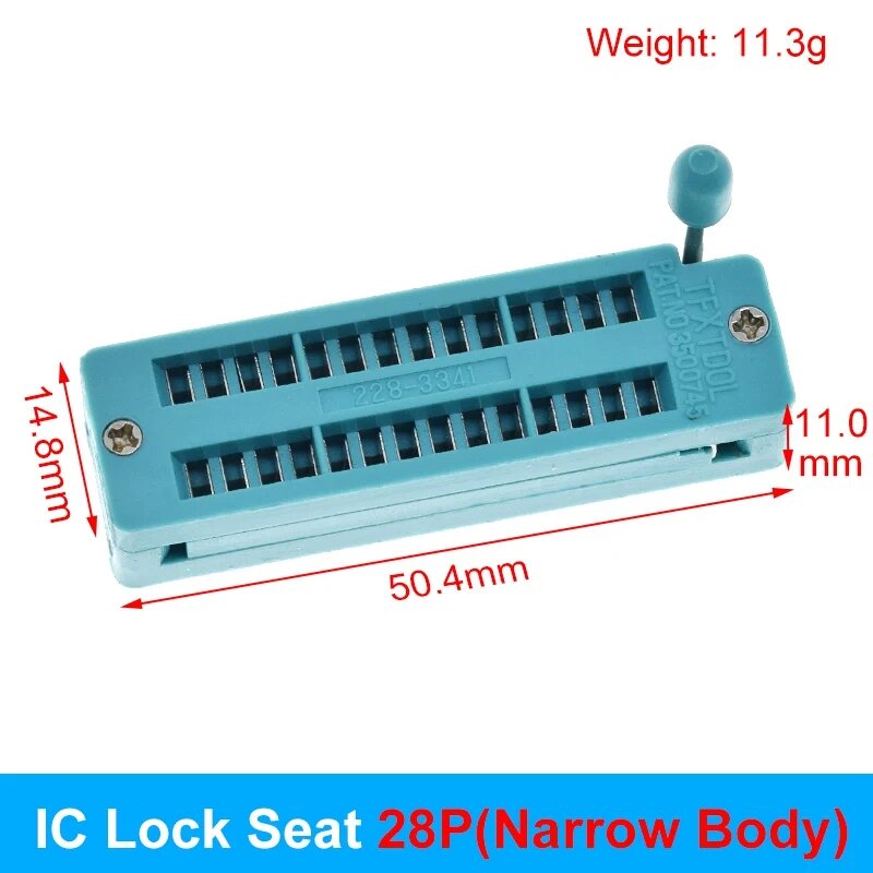 TZT Зеленый универсальный разъем ZIF для микросхем 14-40 контактов 2PCS, 28Pin Narrow
