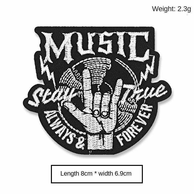 Нашивка на одежду "Music Stay True Forever", 8x6.9 см, цвет 590