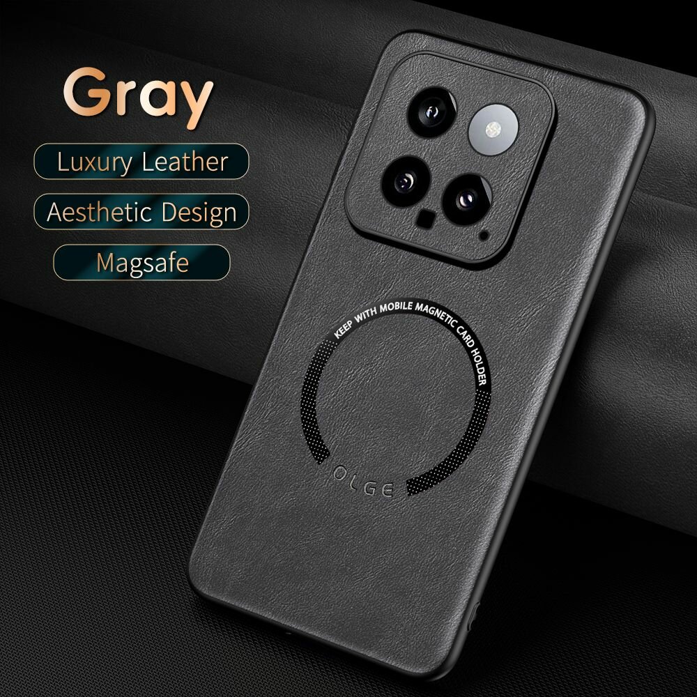 Роскошная кожаный MagSafe чехол для Xiaomi 14/Сяоми 14