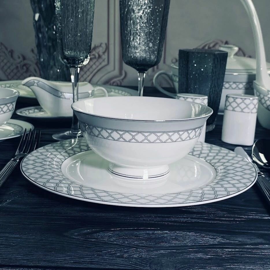 Салатник Lenardi Версаль серебро 15см Костяной фарфор
