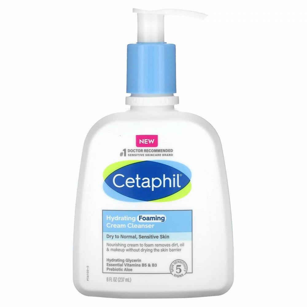 Cetaphil, увлажняющий очищающий крем-пенка, для нормальной и сухой кожи, 237 мл (8 жидк. унций)