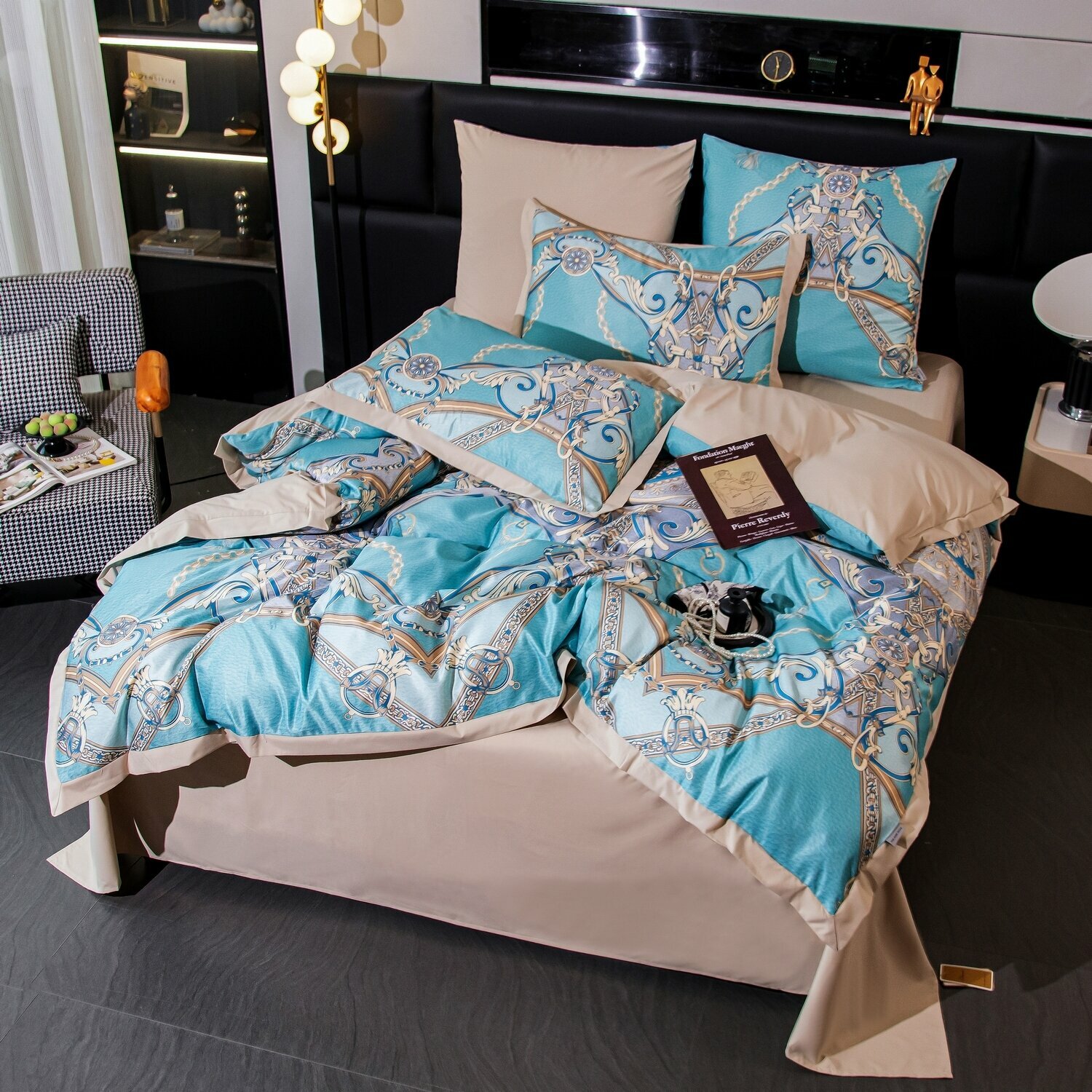 Комплект постельного белья Сатин MS MS010, Дуэт Семейный, наволочки 4 шт