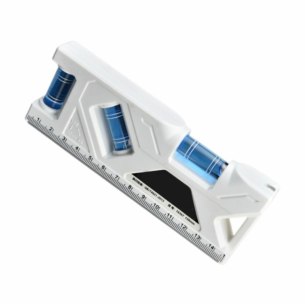 Транспортир, Высокоточный уровень с углом - белый - 150mm