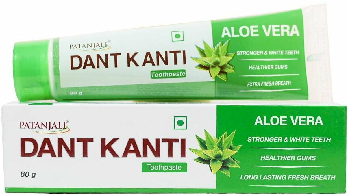 Зубная паста Аюрведическая Дант Канти Алоэ Вера, Патанджали (Dant Kanti Aloe Vera, Patanjali), 80 гр.