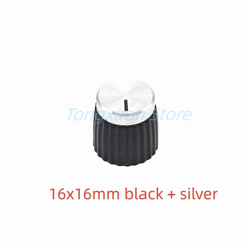 Кнопка потенциометра 16x16 black-silver
