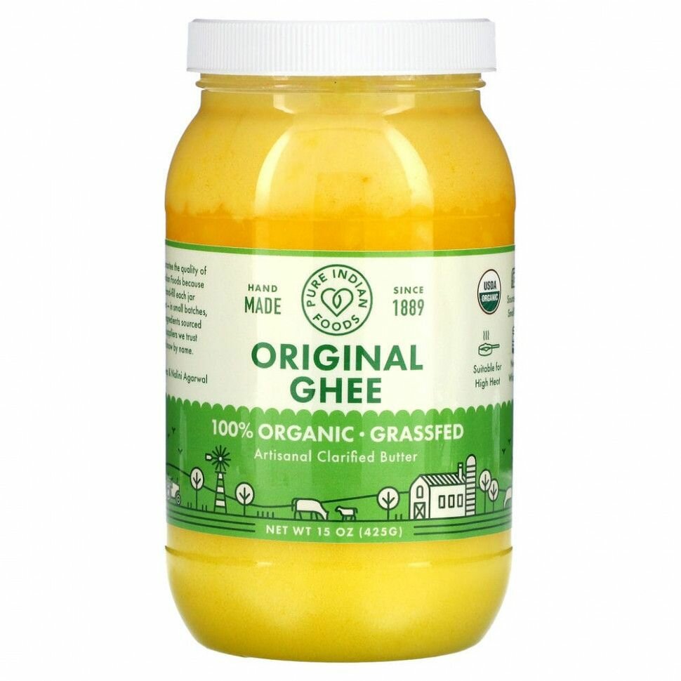 Pure Indian Foods, Ghee, Органическое топленое масло ГХИ, 425 г