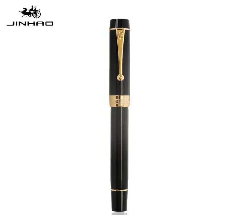Перьевая ручка Jinhao 100 прозрачная цветная смола 18кг/1,0 мм EF, Black