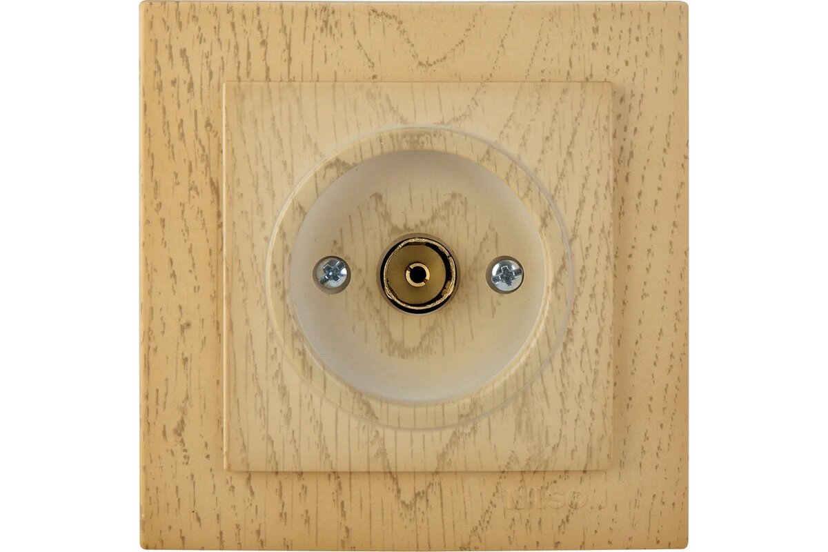 Розетка NILSON 1СП ТВ конечная, клен Touran wood, 24281029 для встроенного монтажа