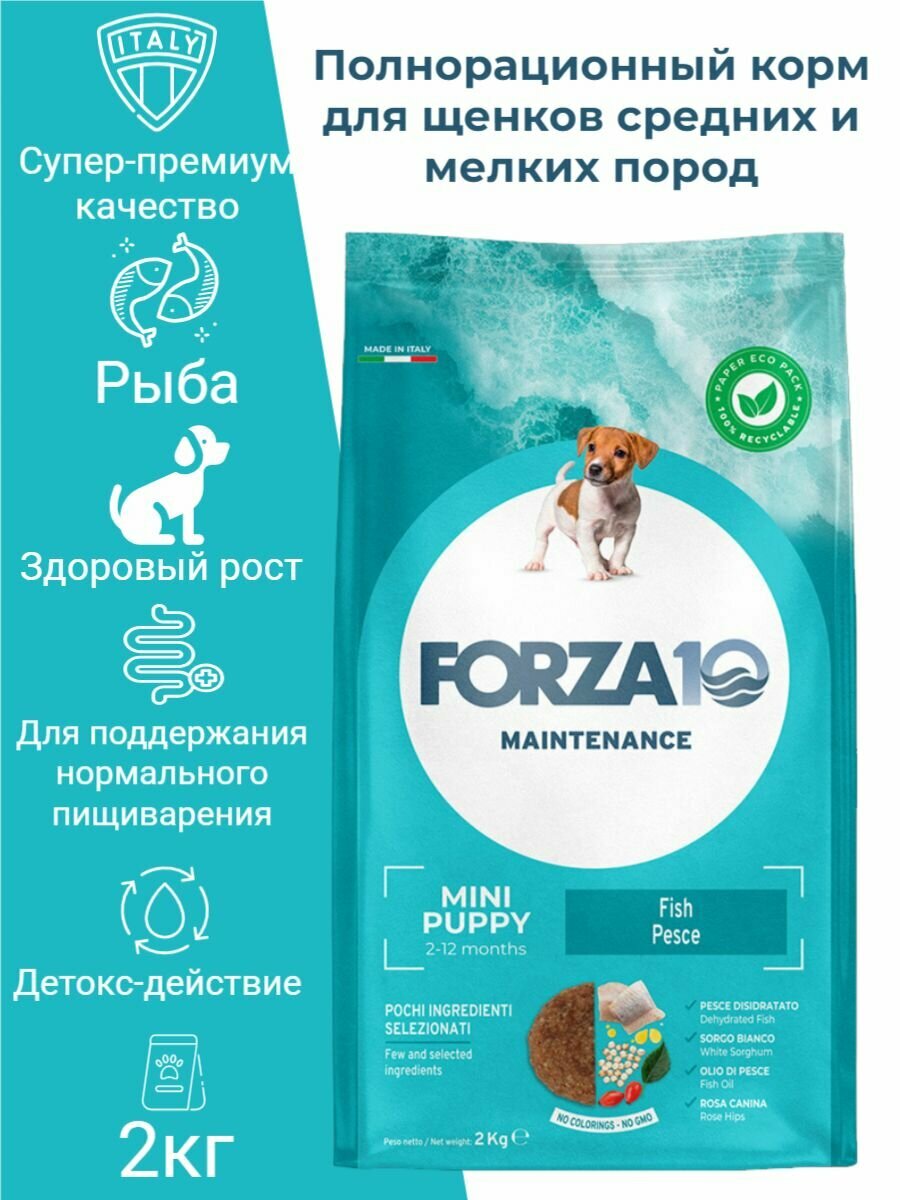 Сухой корм для щенков Forza 10 PUPPY JUNIOR средних и мелких пород /рыба /2 кг