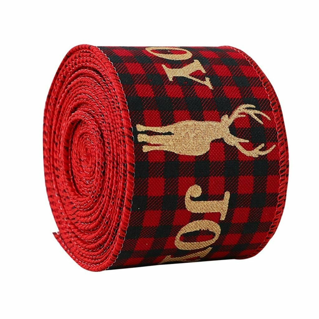 Подарочная упаковка лента льняная решетка, F