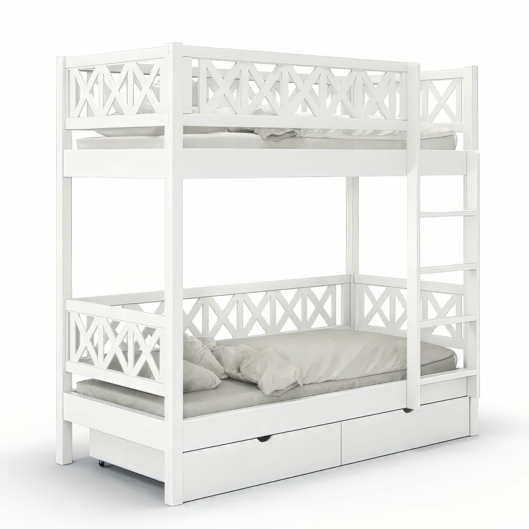 Meblevka Детская кровать двухъярусная Прованс 2 / Двухъярусная кровать для детей Прованс 2, 208х87х185, белый