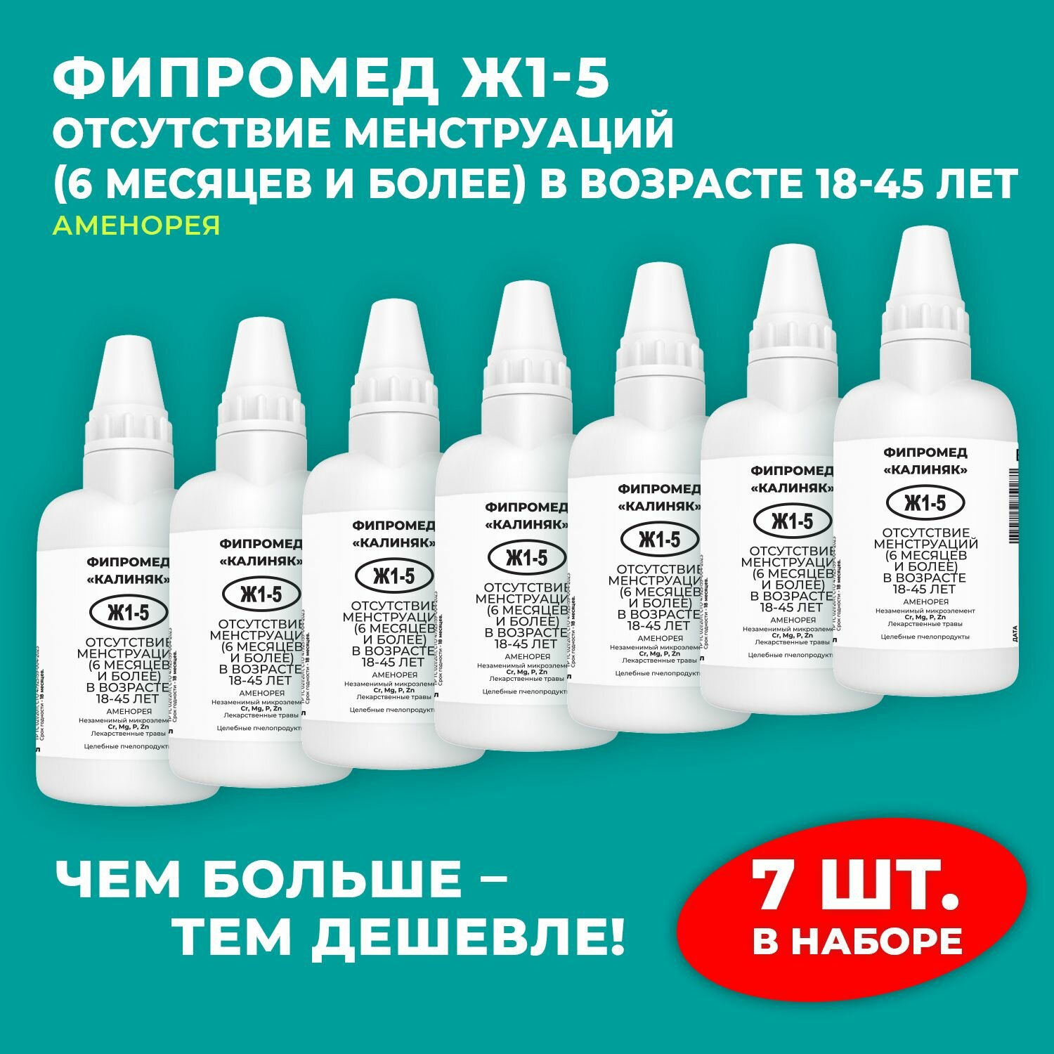 Фипромед Ж1-5 Отсутствие менструаций (6 месяцев и более), набор 7 шт.