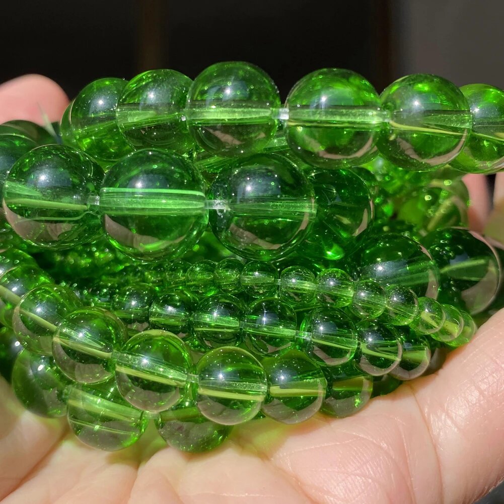 Бусины из натурального камня 4-10 мм Изумрудный, 8mm 45 to 46pcs, Green Glass