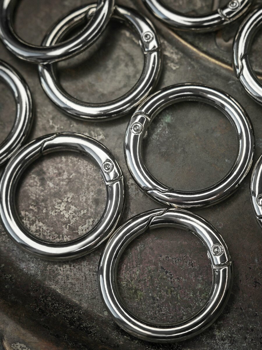 Замок/ застежка-кольцо для брелоков 8 шт, цвет платина, 27x4 мм