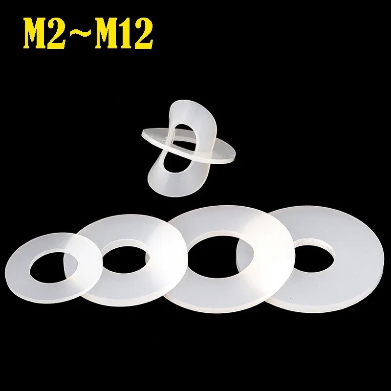 Белые силиконовые шайбы M2 ~ M12 5x10x0.5mm(100pcs)