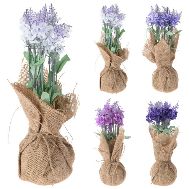 Искусственное растение лаванда в горшке 26 см, декоративная флора для интерьера 1шт