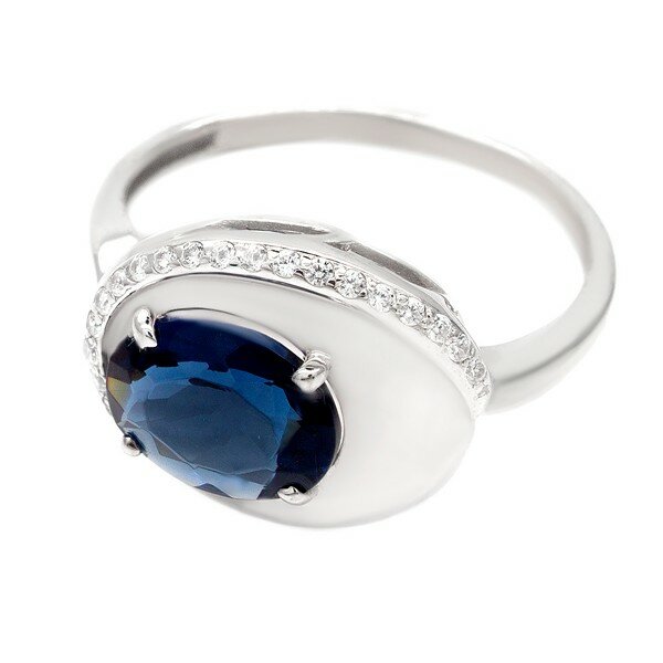 Кольцо тонкое, широкое JEWELIN, серебро, 925 проба, родирование, фианит, кристалл