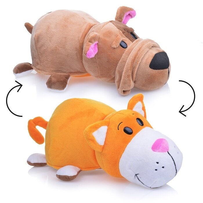 Игрушка-вывернушка 1Toy 35 см, 2 в 1 Оранжевый кот-Бульдог (Т10926)