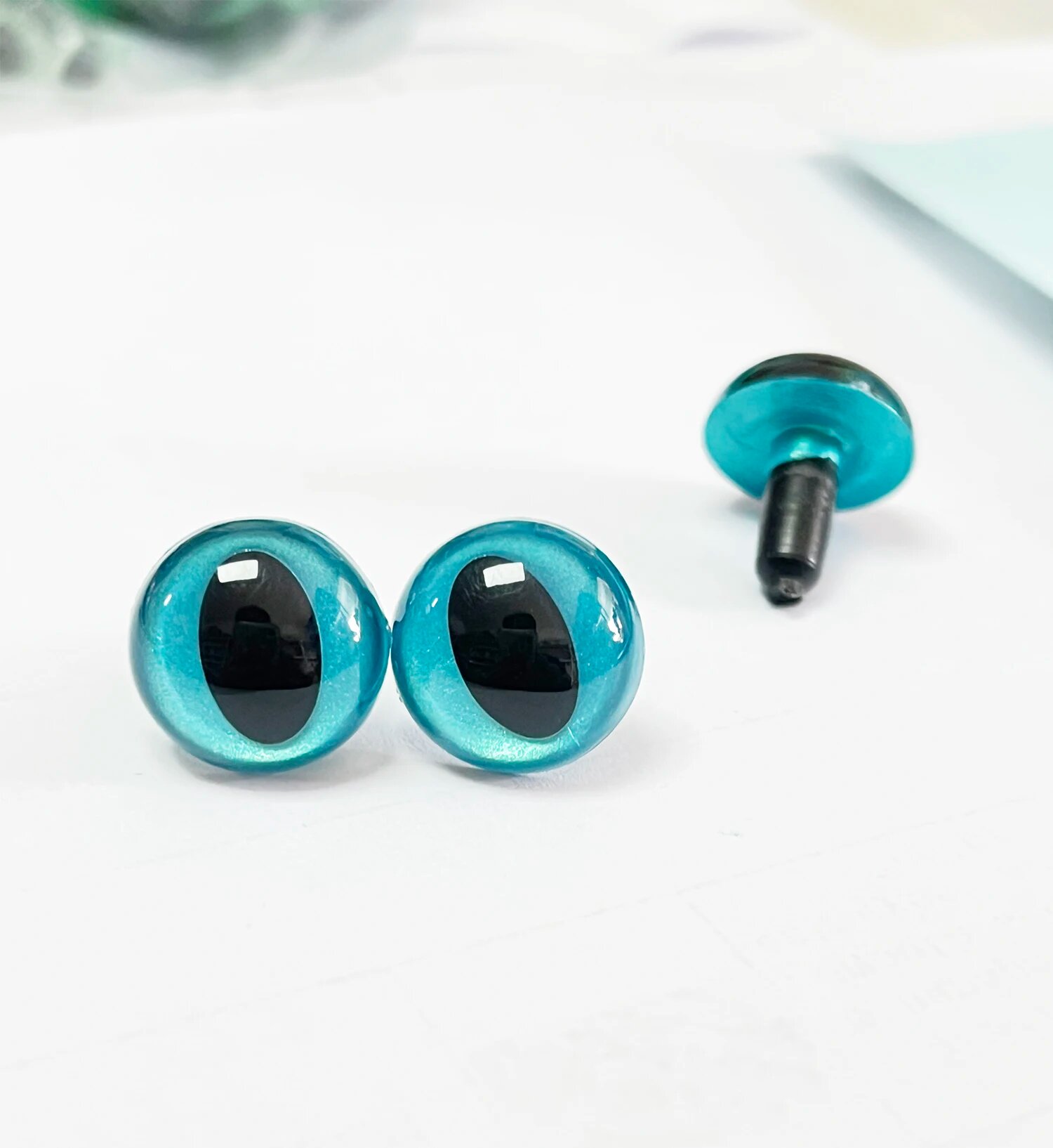 Аксессуары для кукол кошачьи глаза 60 шт. Бирюзовый, blue color, 12mm