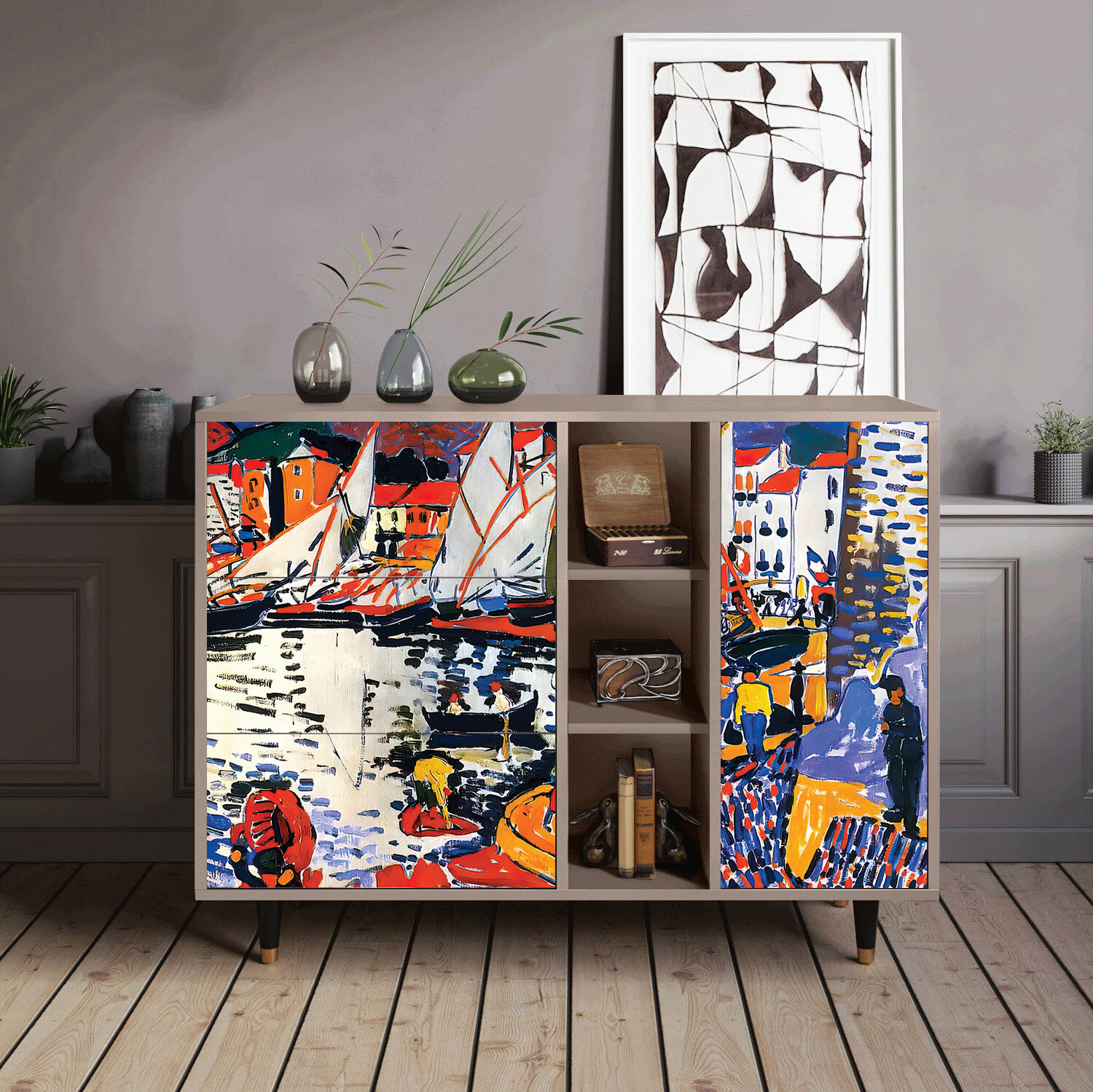 Комод - STORYZ - BS2 Le Sechage des voiles by Andre Derain, Разер - 125 x 97 x 48 см , Цвет корпуса - Бежевый