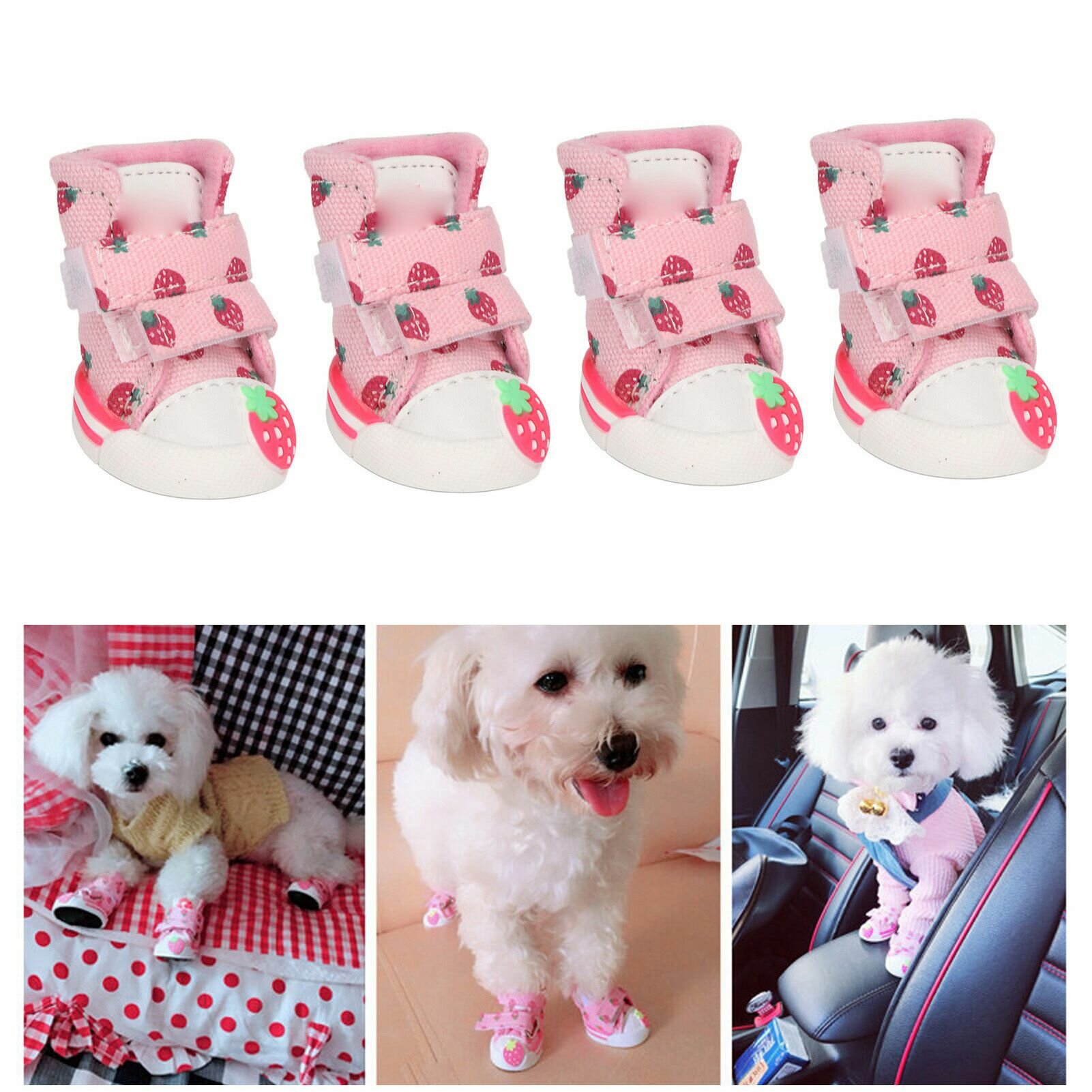 Милые кеды в стиле клубники для маленьких собак, подходят для таких пород, как той-пудель, шпиц, ши-тцу и других.