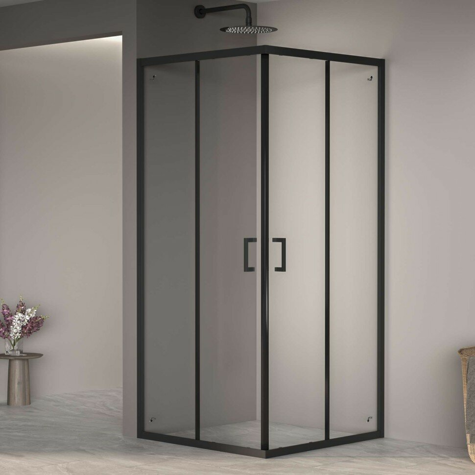 Душевой уголок RGW Passage PA-030B, черный, стекло, 90x90 см