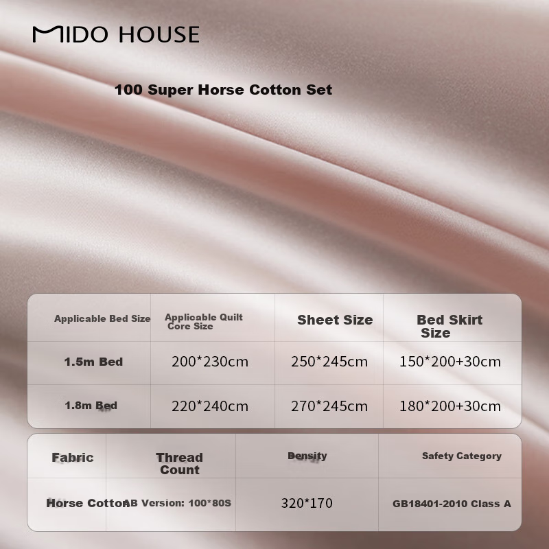 MIDO HOUSE Mingdu 100 Super Pima Cotton Bedding Set with Wide Border Bed Sheet Four-piece Set Early Summer Rose 1.8m Bed