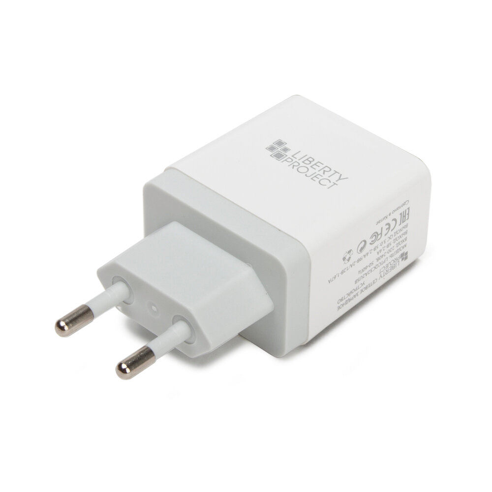 СЗУ "LP" с двумя USB выходами QC 3.0 5В-2.4А/9В-2А/12В-1,67А "Brick Series" (белое/коробка)