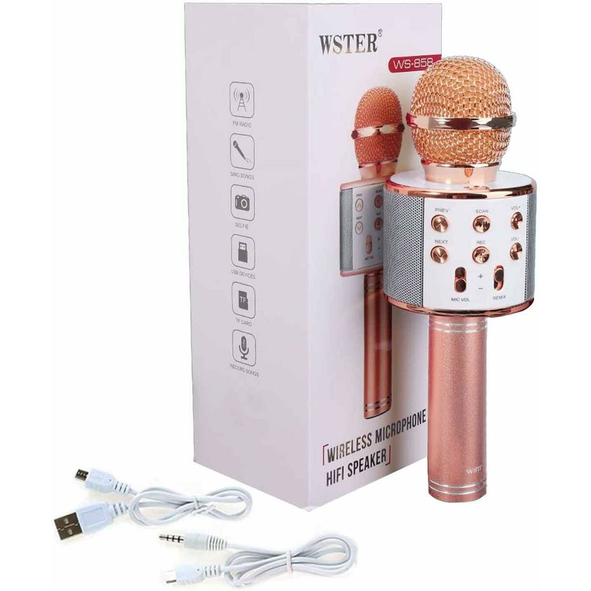 Беспроводной микрофон для караоке - портативный мини-микрофон Bluetooth | Лучший микрофон WS 858 для четкой речи професс