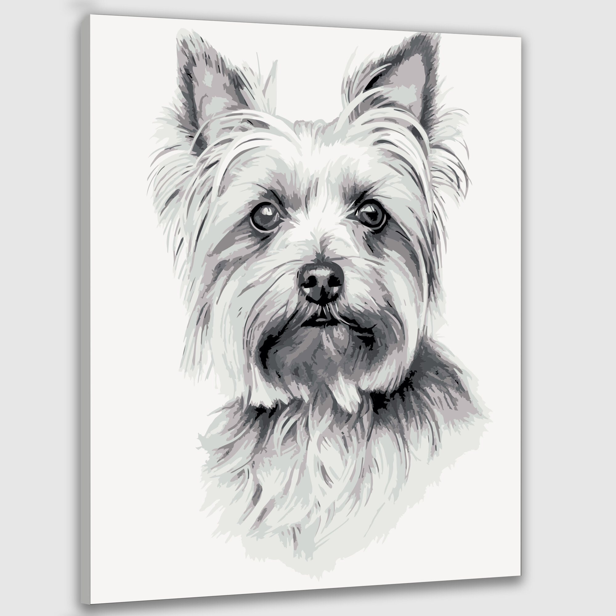 Картина по номерам 40x50 см, карандашный, набросок, йоркширский терьер, золотое сердце, мордочка, тепло, сострадание