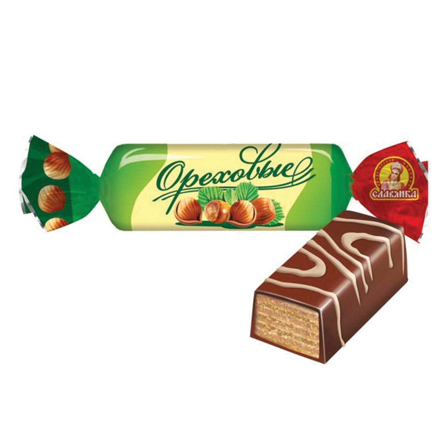 Конфеты шоколадные славянка Ореховые вафельные с пралине, 1000 г, пакет