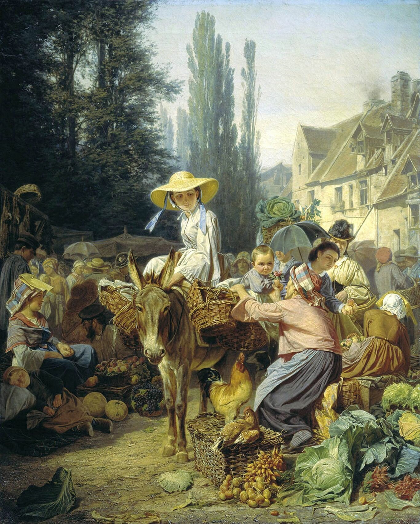 Картина Грузинского Петра Рынок в Фонтенбло 1864 48х60 см