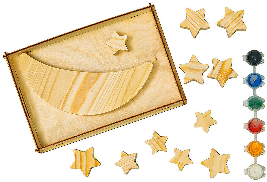 Развивающая логическая игра Smile Decor "Луна-равновеска" с красками, деревянный балансир