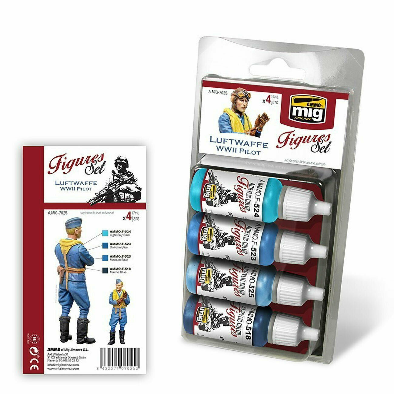 Набор акриловых красок AMMO Luftwaffe WWII Pilot Figures Set A. MIG-7025 4 шт 17 мл