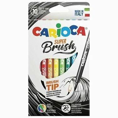 Фломастеры с кистевым пишущим узлом Carioca "Super Brush", 10цв, 42937