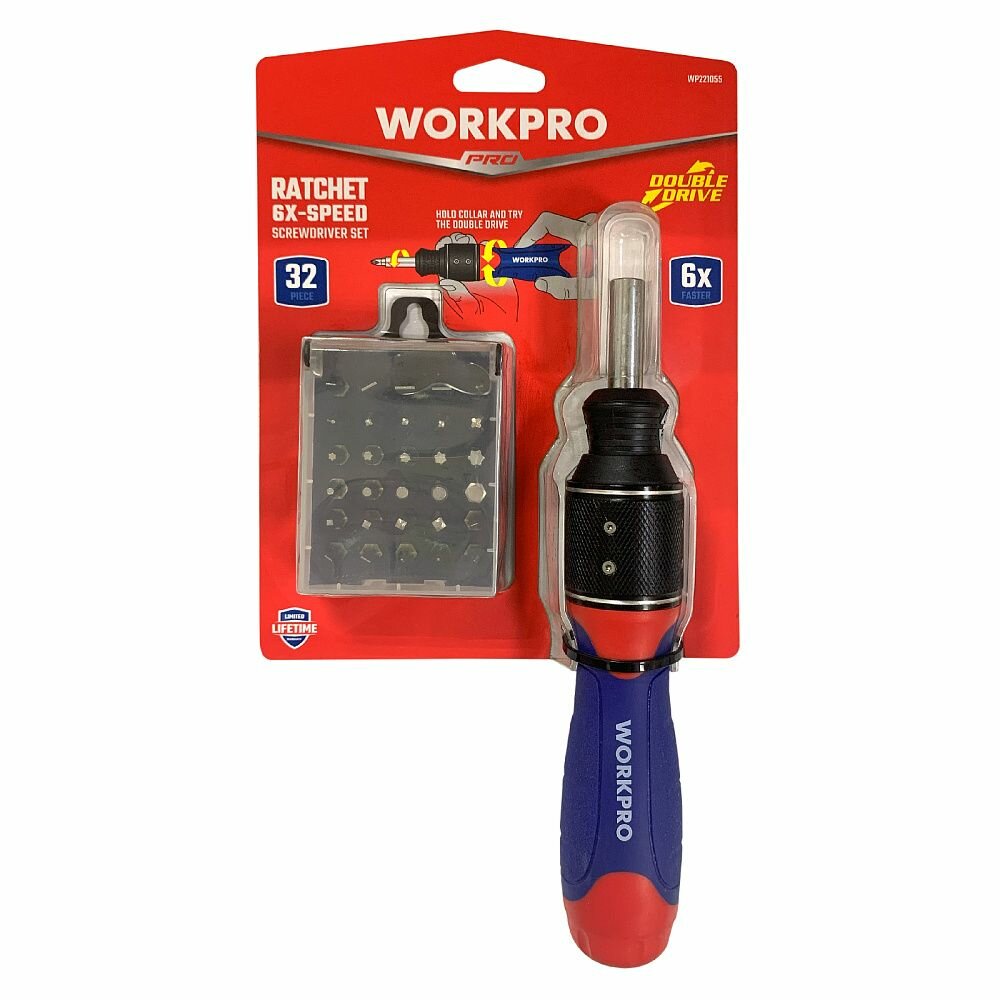 Отвертка с трещоткой WORKPRO 6X DRIVE 32 пр