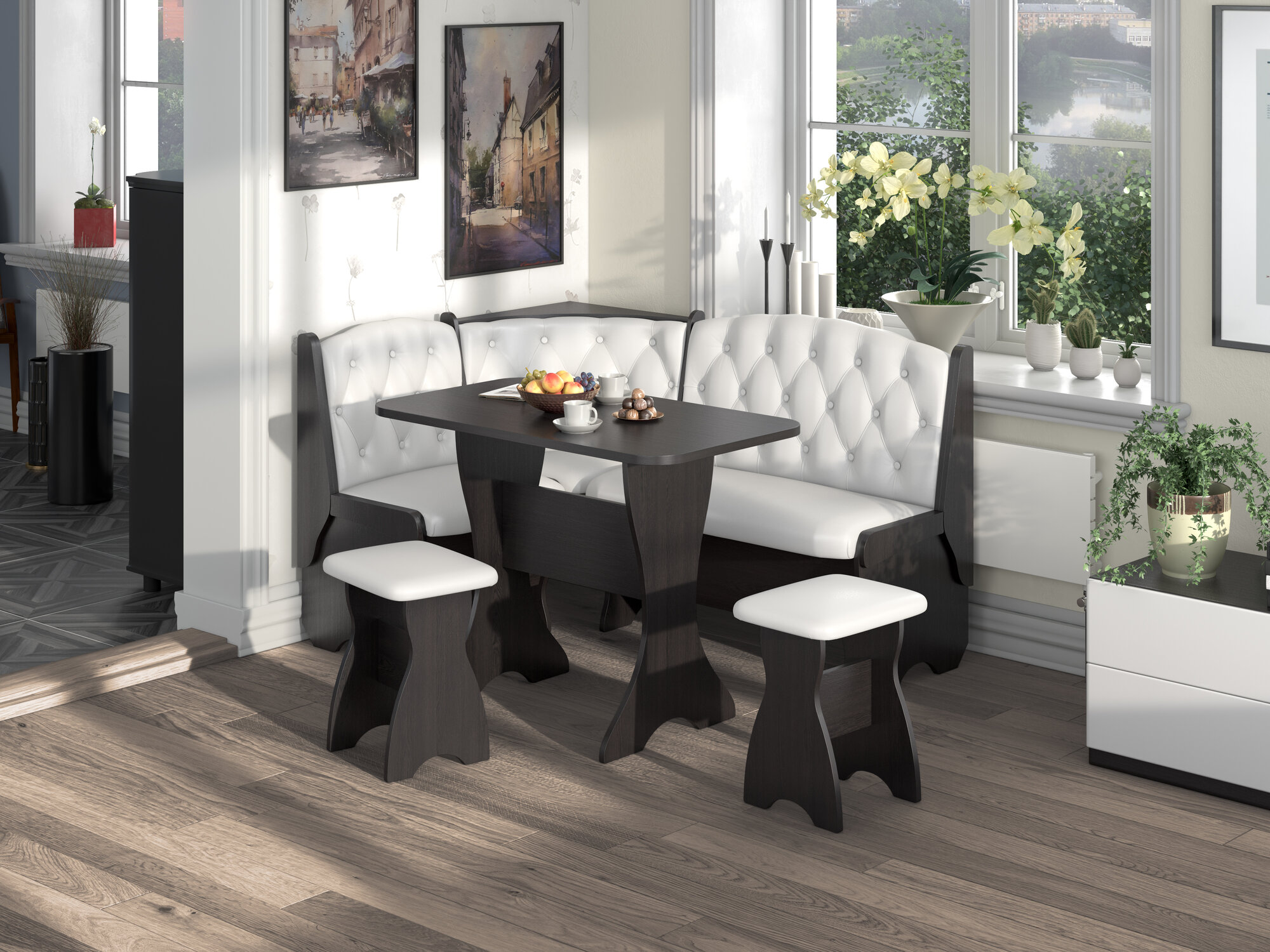 Кухонный уголок Betel Орхидея-Люкс венге , борнео милк Размеры: Высота 880мм Глубина 1080мм Ширина 1480мм