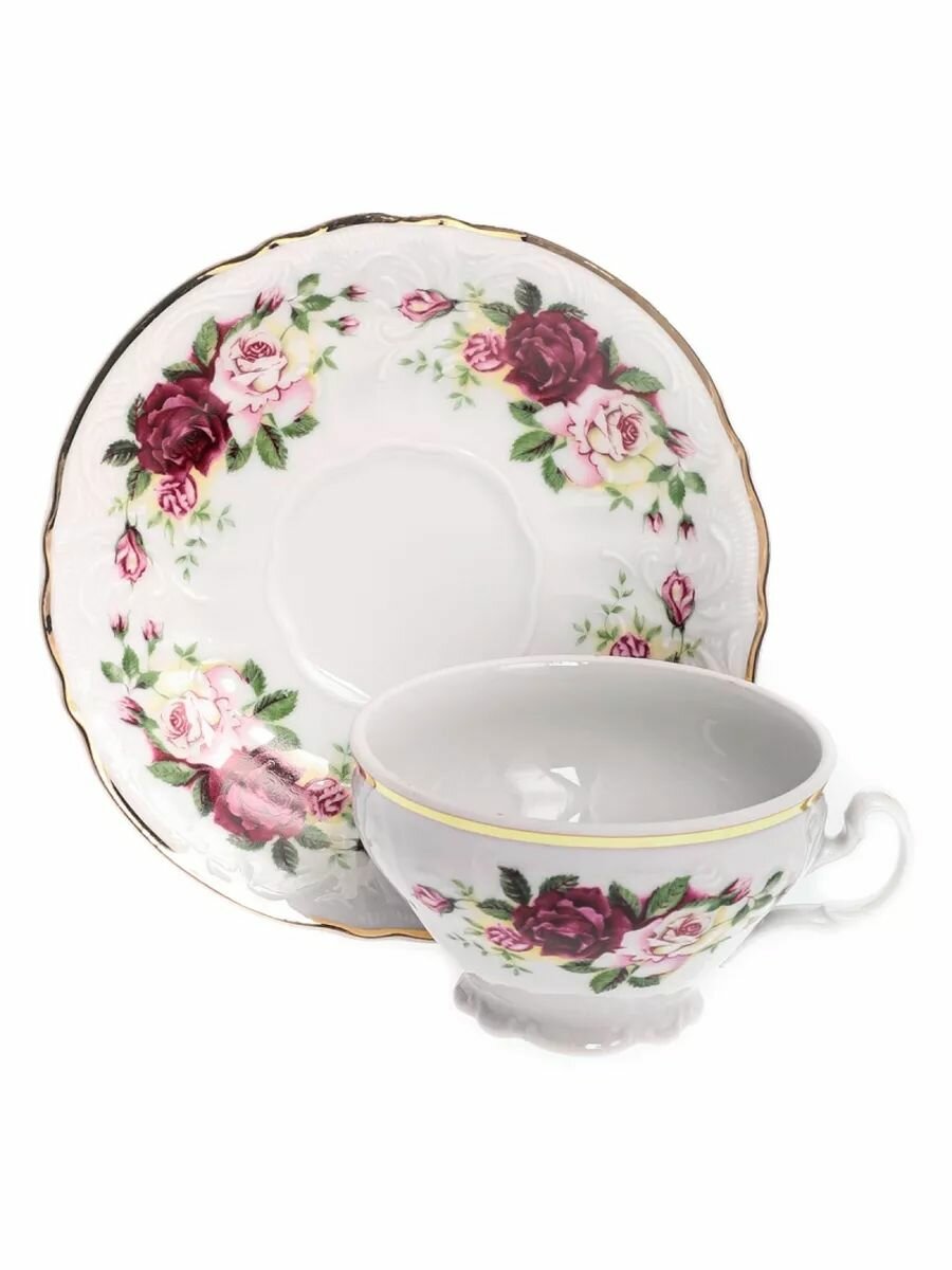 Чашка для чая 310 мл с блюдцем Bernadotte "Английская роза"