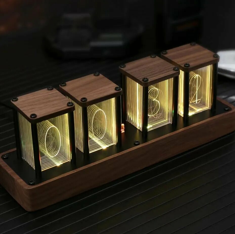 Xiaomi YouPin Настольные электронные светодиодные цифровые часы "Nixie Clock" с LED (RGB) подсветкой в стиле газоразрядных индикаторов Nixie Tube, программируемый конструктор (программирование в среде Arduino IDE)