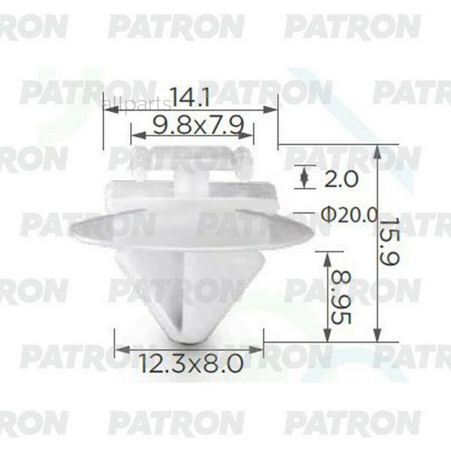 PATRON P37-0464A Клипса пластмассовая (упаковка 100шт)Alfa Romeo, Citroen, Fiat, Lancia, Peugeot, Renault молдинги