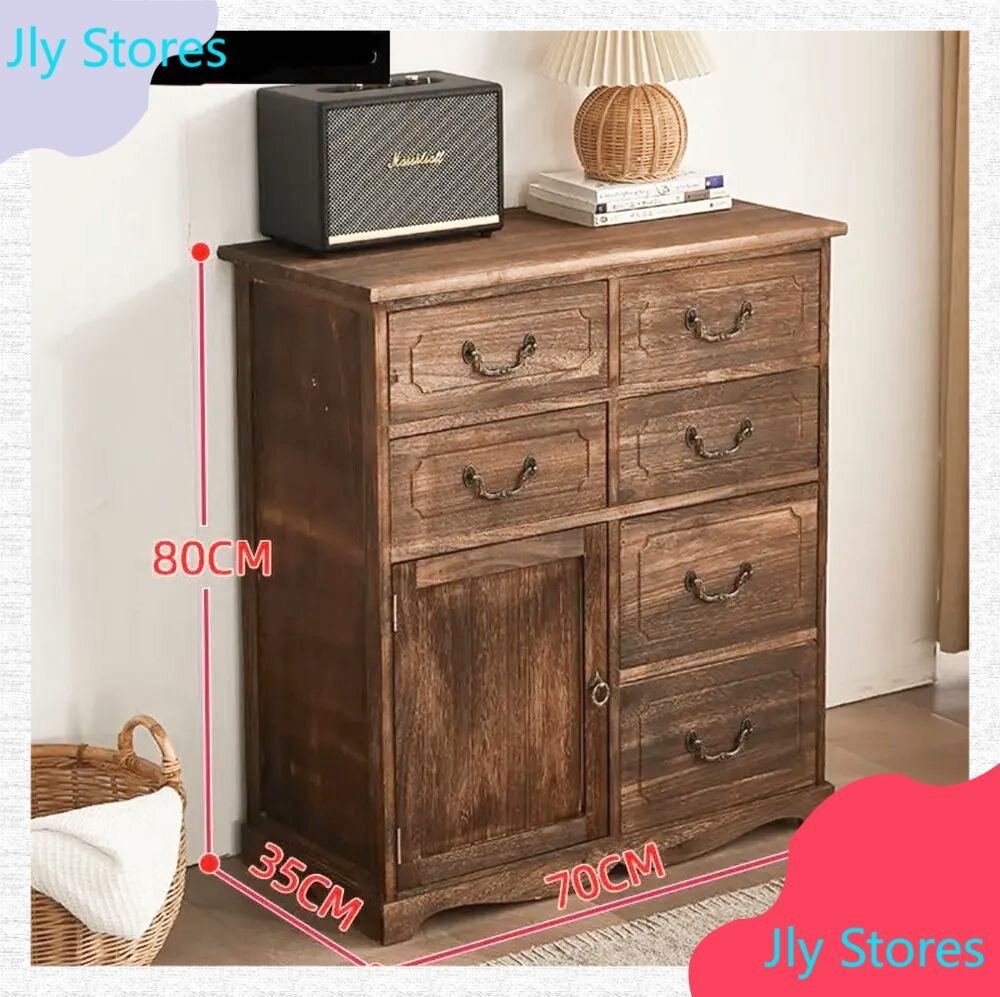 Комод "E464", дерево, 70х35х80 см, 6 выдвижных ящиков, коричневый