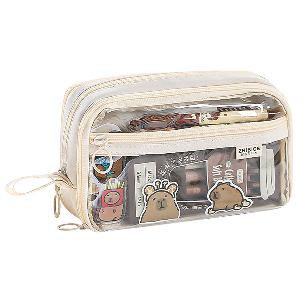 Милый пенал Большой емкости Пенал 6-слойный Прочный и легко чистящийся карман на молнии с ручкой Dewsign Офисный органайзер Подарок для студентов Художников Девочек Мальчиков Женщин Детей Детей Школьного домашнего хранения