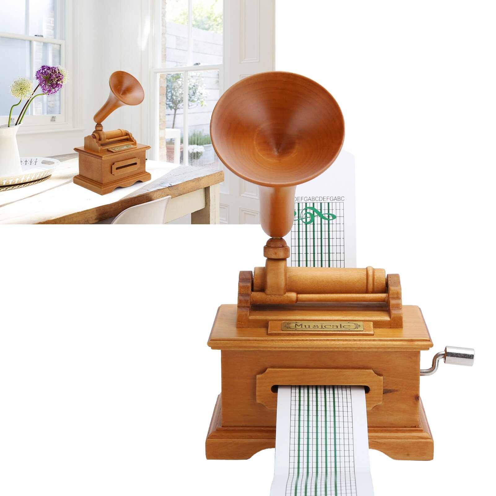 Музыкальная шкатулка с граммофоном, винтажная музыкальная шкатулка с рукояткой, сделай сам, подарки на день рождения и Рождество