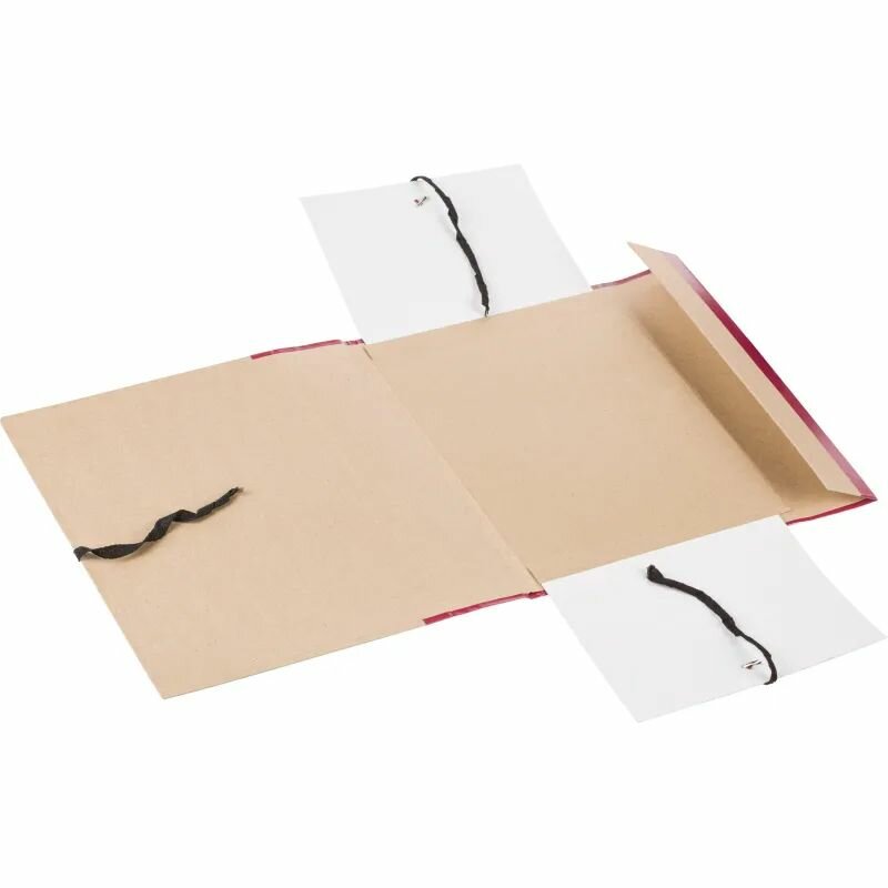 Папка архивная Attache Economy, 80 мм, крафт/бумвинил, 4 завязки, бордовая